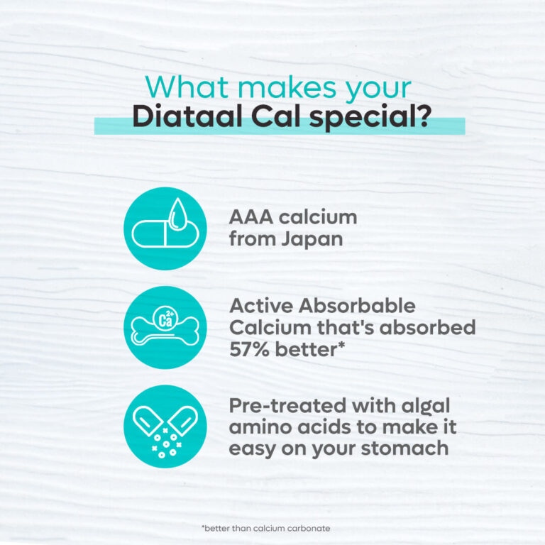 Diataal Cal (pack of 10 tablets) Calcium Supplement for Strong Bones ...