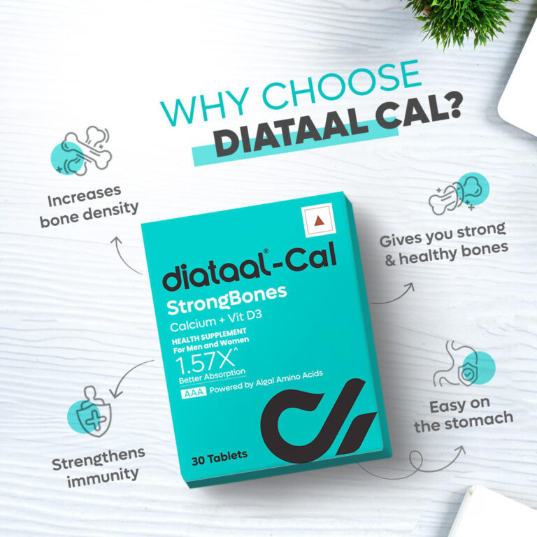 Diataal Cal (pack of 30 tablets) Calcium Supplement for Strong Bones ...